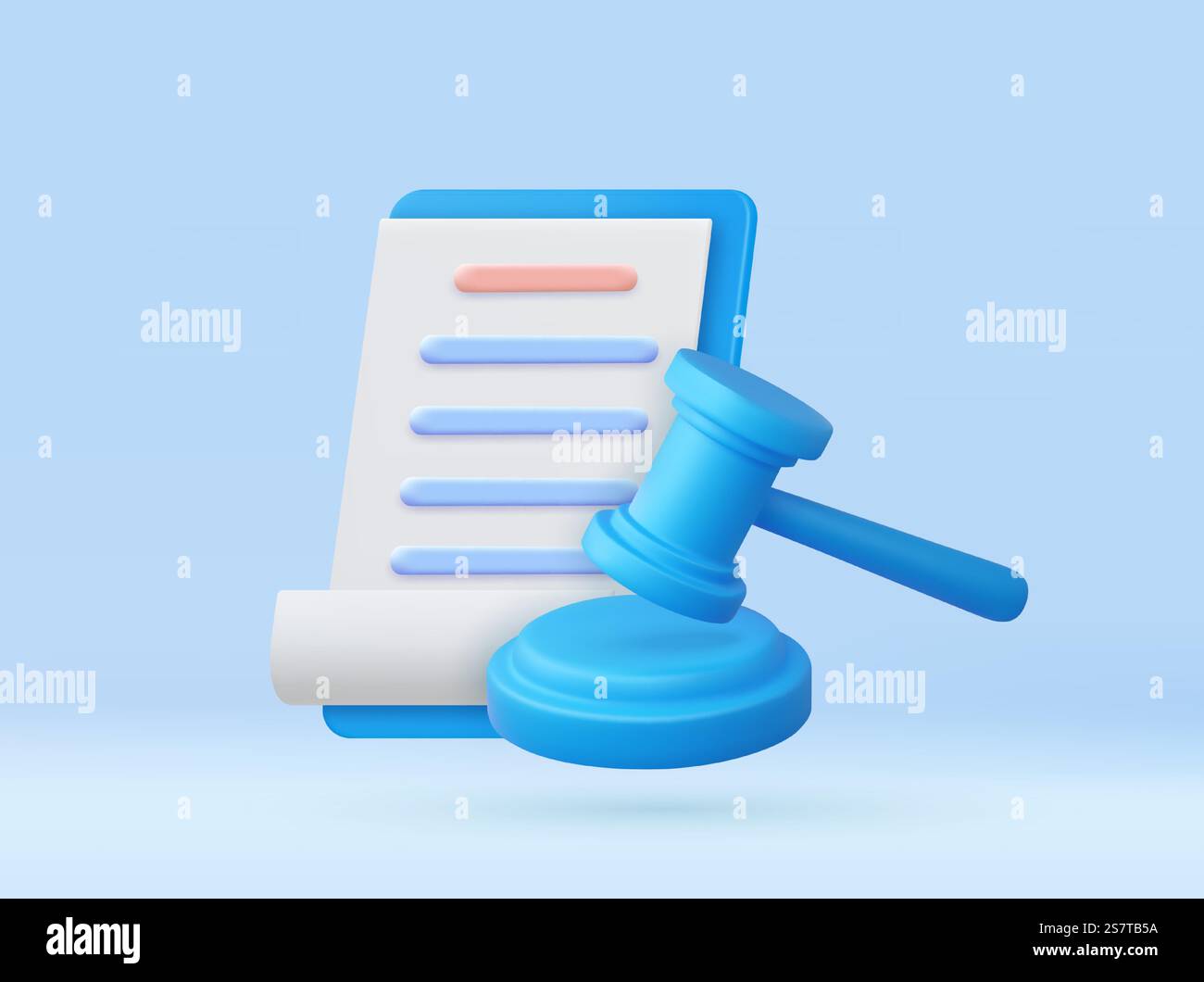 3d judge gavel on paper clipboard. Judge arbitrate courthouse concept ...