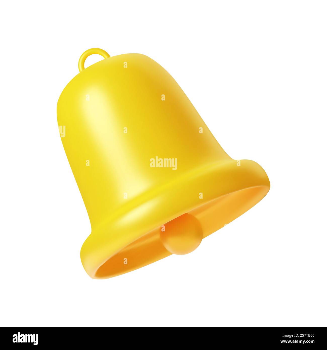 Notification 3D icon. Cute yellow bell. 3D Model render for design ...