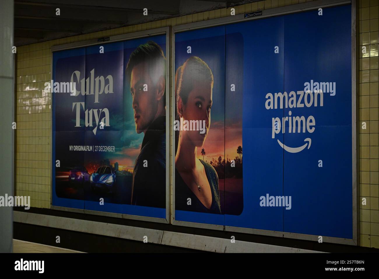 Stockholm, Uppland, Sweden. January 1 2025. Amazon Prime advertisement ...
