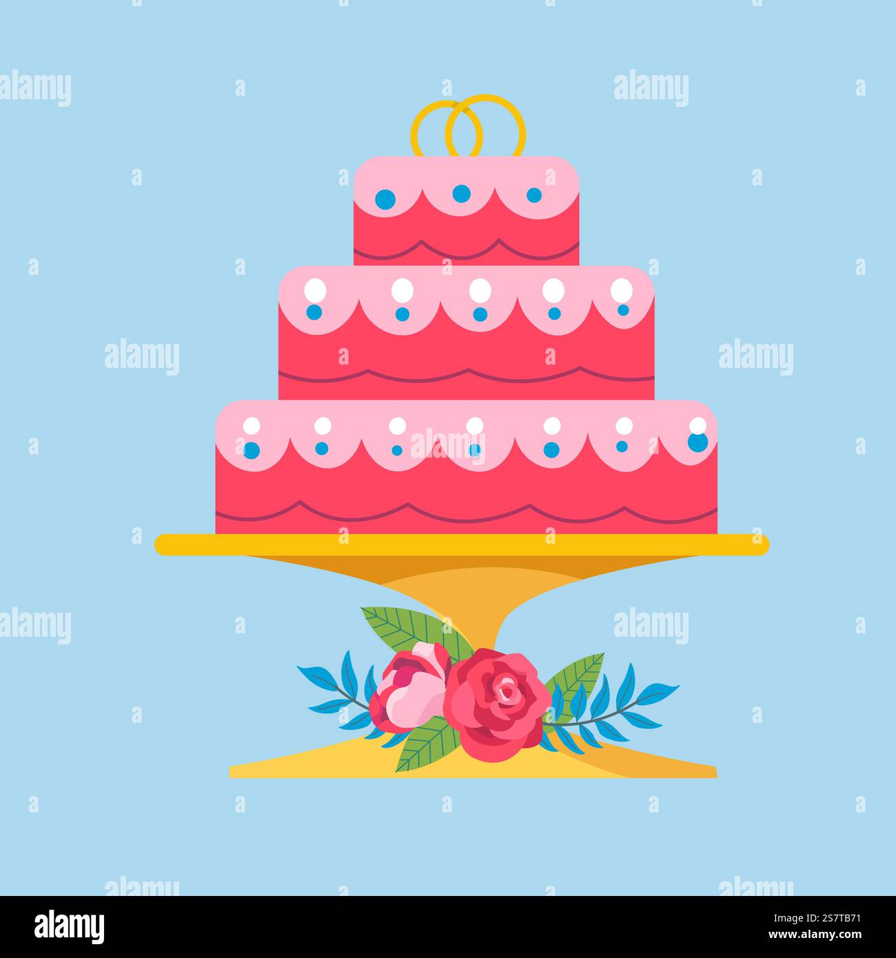 Wedding Cake With Floral Details Stock Vector Image & Art - Alamy