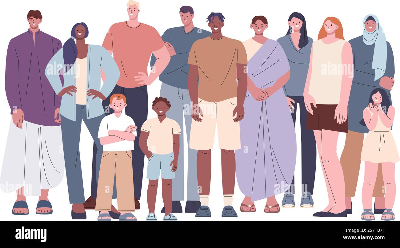 Friendly multi ethnic people, population or staff. Diverse community ...