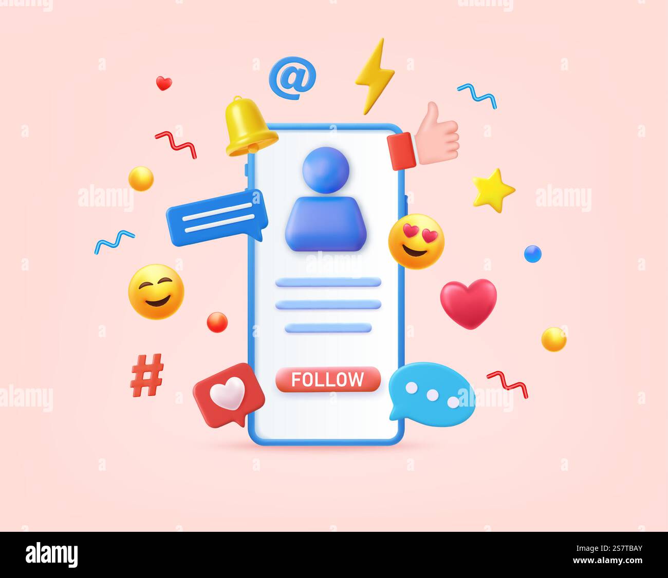 3d Social media platform, online social communication concept. Comment ...