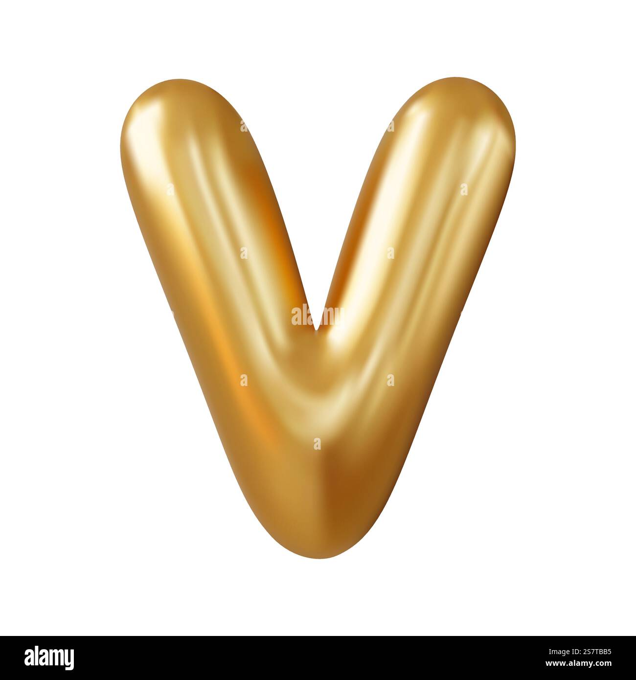 3d letter V uppercase gold color, Realistic 3d design in balloon style ...