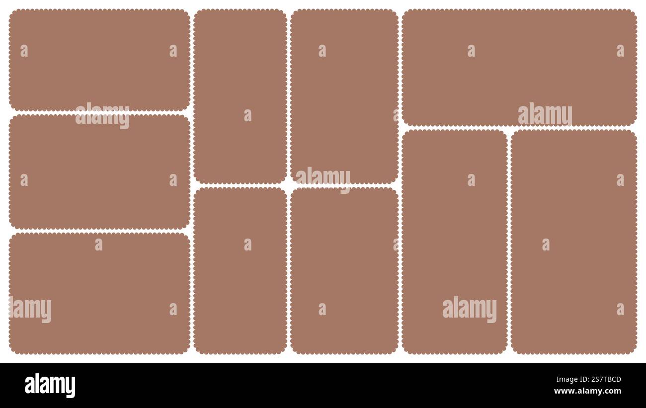 Scallop brown edged frame template. Bento collage grid shapes. Geometry ...