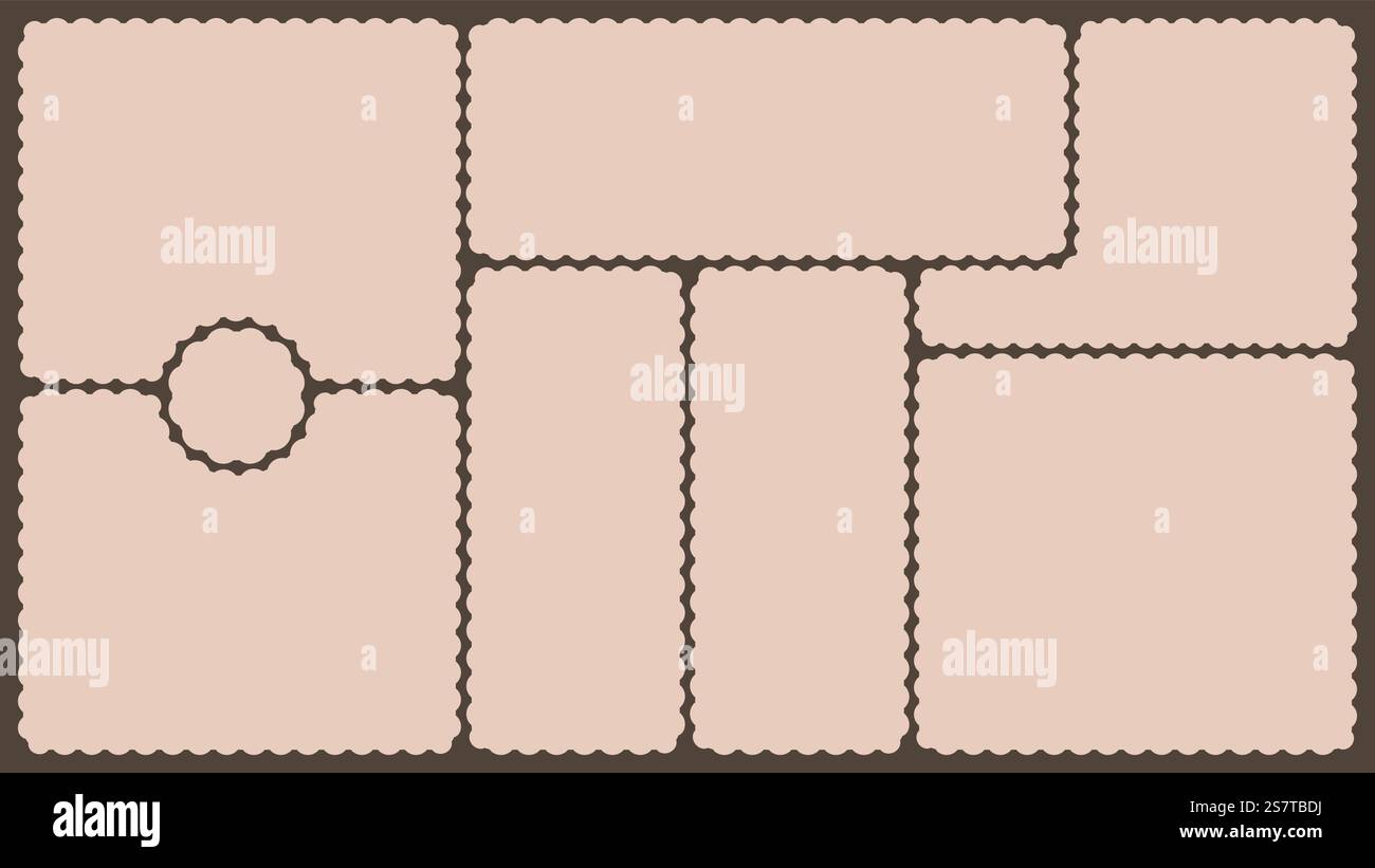Scallop edged frame template. Bento collage grid shapes. Geometry ...