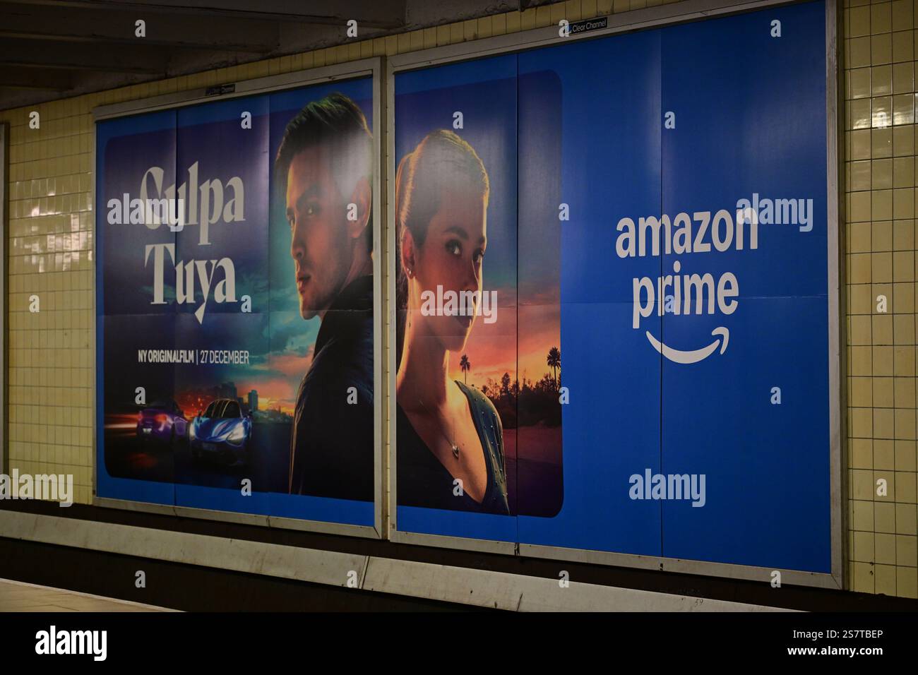 Stockholm, Uppland, Sweden. January 1 2025. Amazon Prime advertisement ...