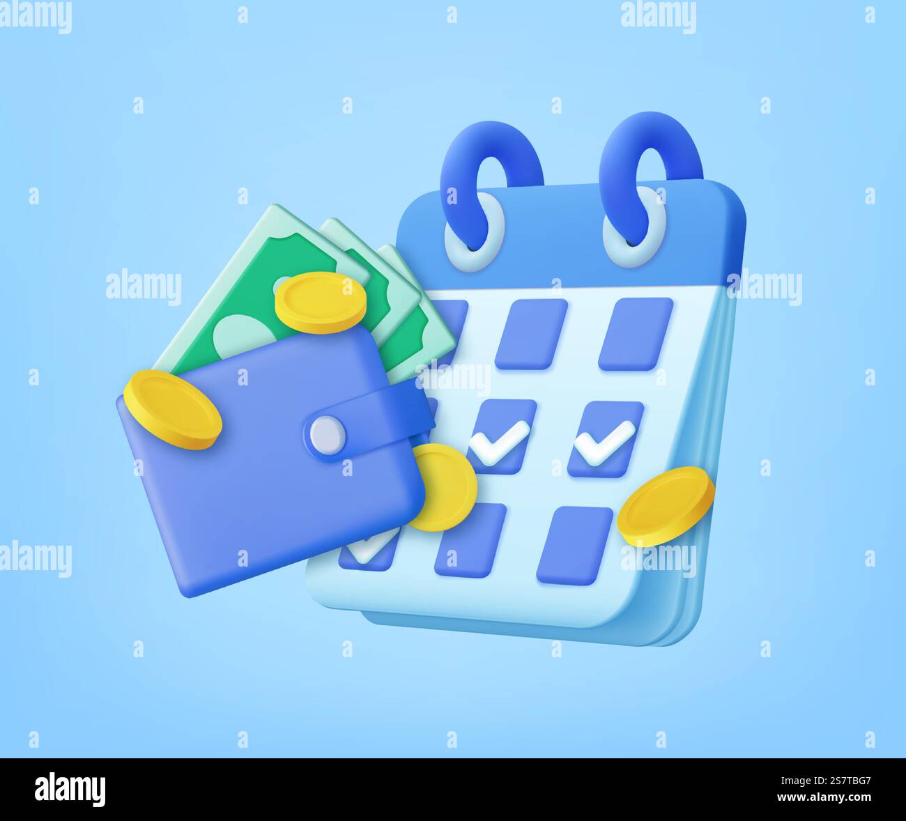 3D Calendar with Wallet and Money Coin. Check in every day and get ...