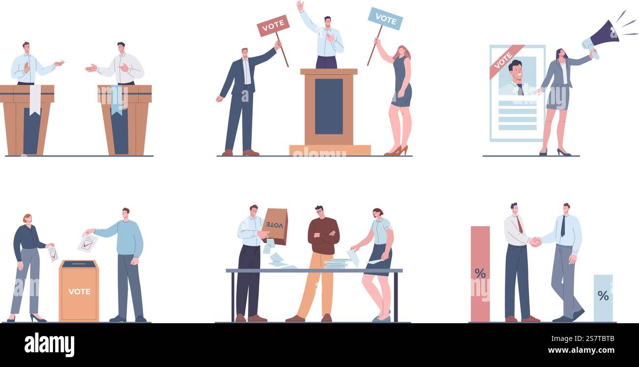 Election characters, politics leader and support. Democratic vote ...