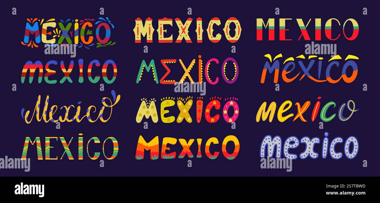 Mexican typography lettering, latino carnival ethnic lettering. Fiesta ...