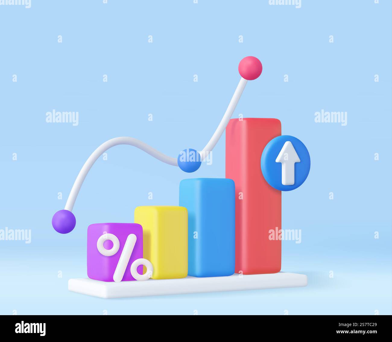 3d Business bar graph strategy concept. Business increase positive ...