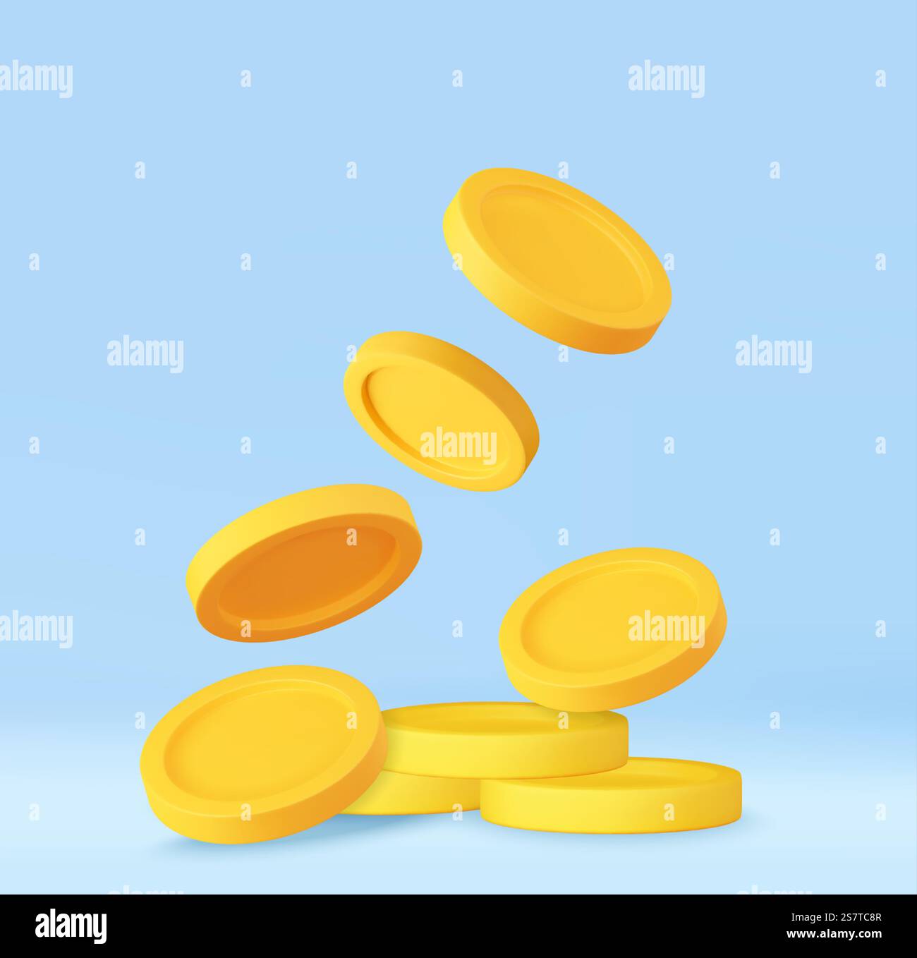 3D Stack of Gold Coins Icon. Empty Golden Money Sign. Growth, Income ...