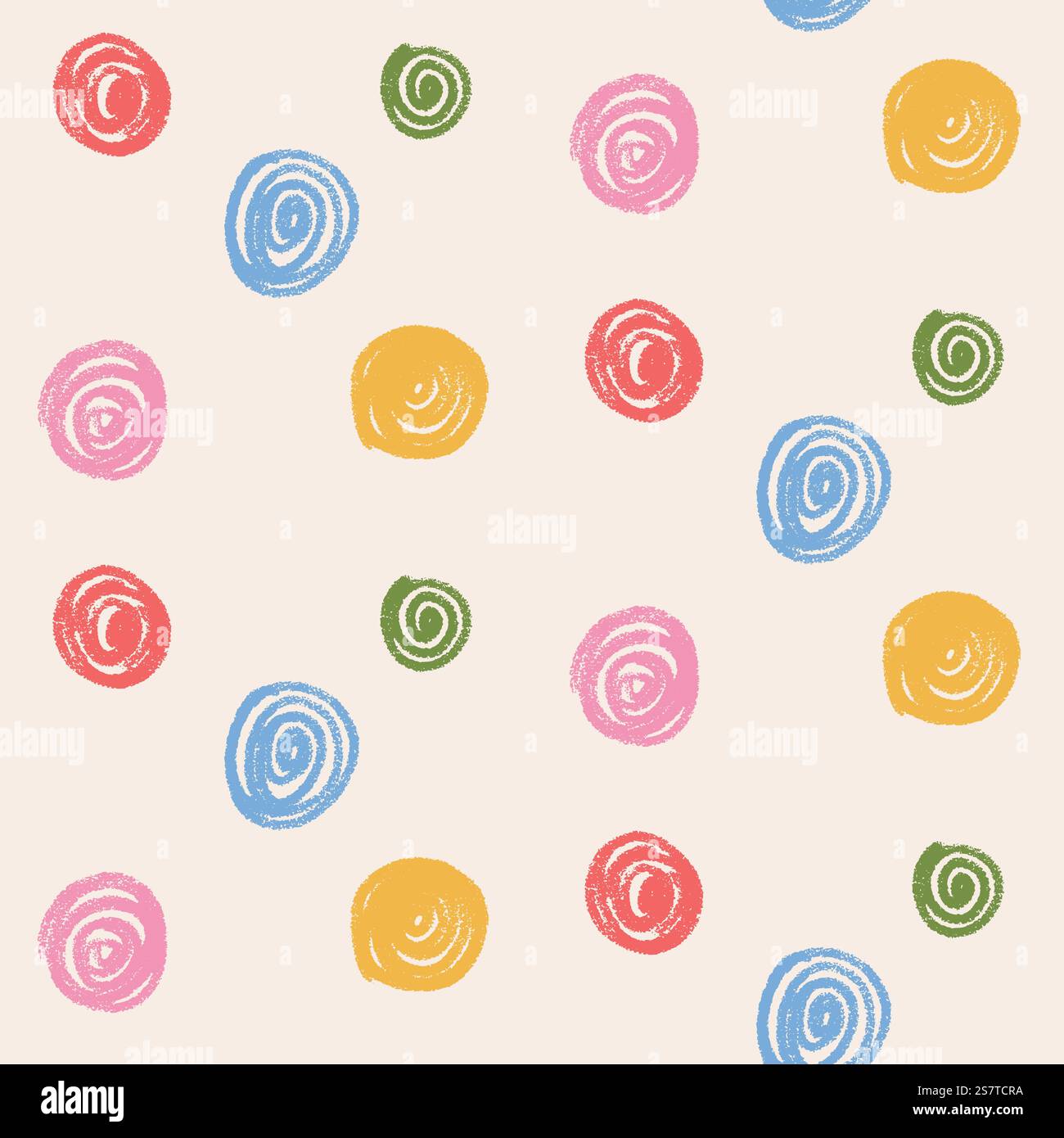 Polka dots seamless pattern crayon drawn. Circle confetti endless ...