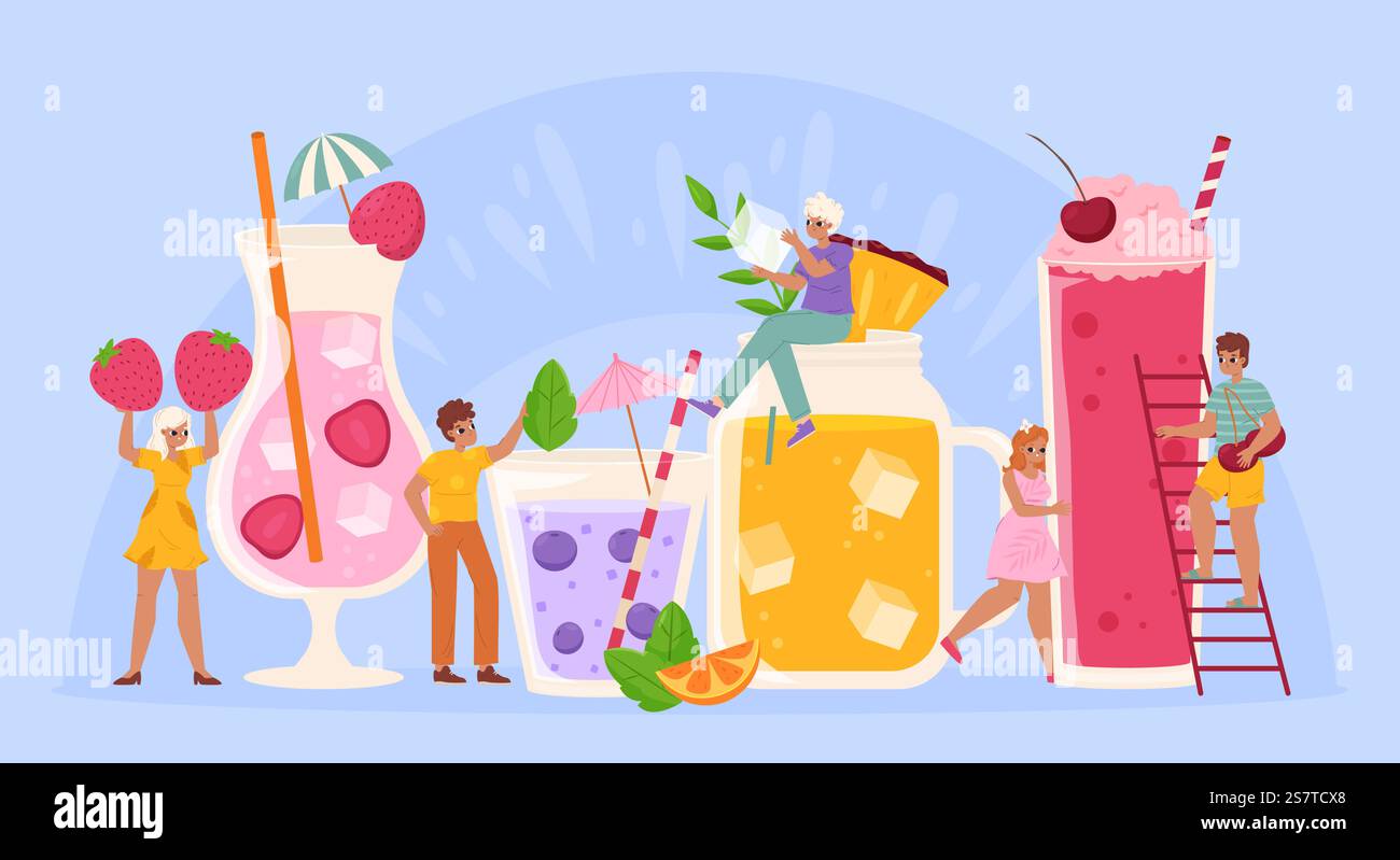 Summer drink party concept. Funny drinks, preparing cocktails with ...