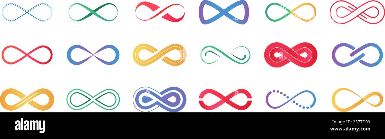 Eternity forever icons, infinity eternal sign. Endless color isolated ...