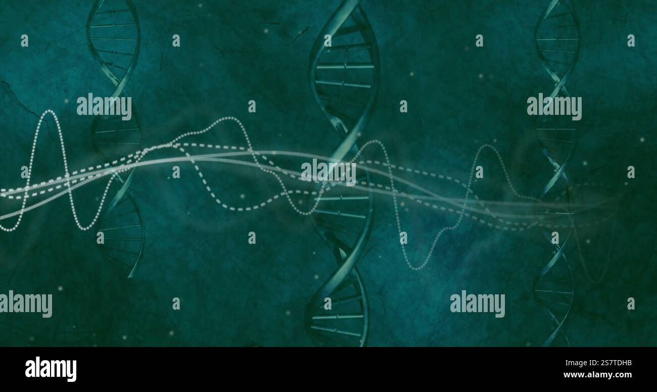 Image of white lines over dna strands on black background Stock Photo ...