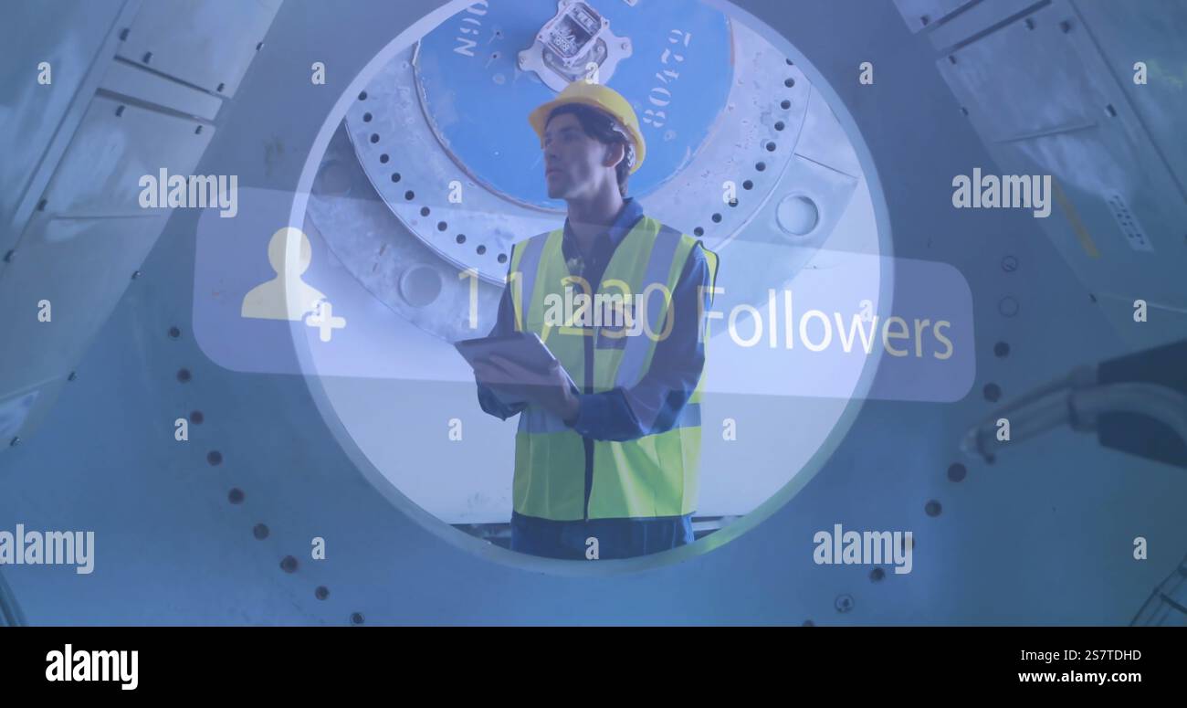 Industrial worker with tablet over 49,006 Followers social media image ...