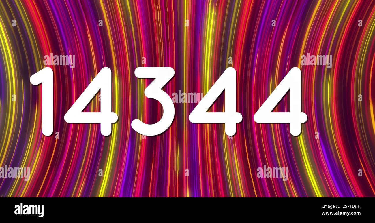 Image of numbers processing over glowing light trails background Stock ...