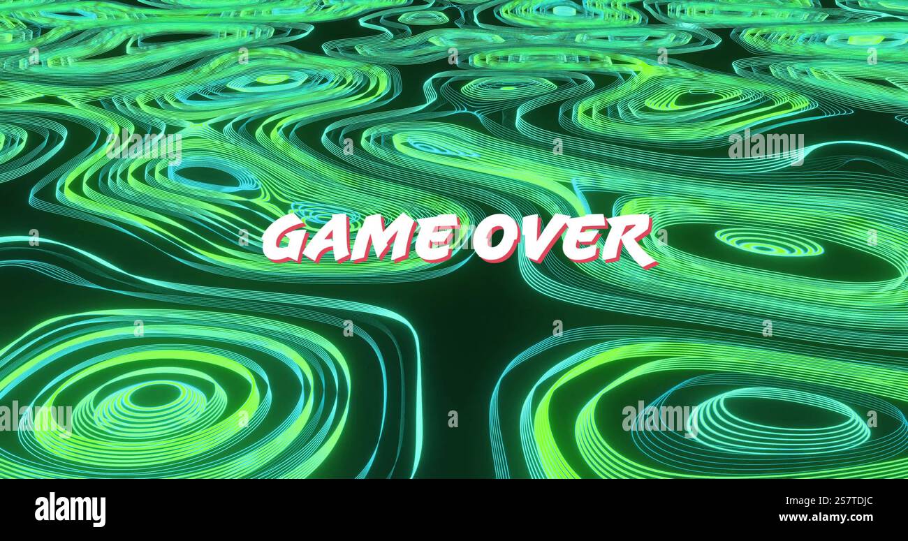 Image of game over text over light trails pattern background Stock ...