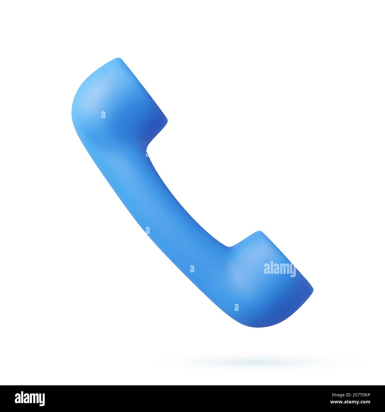 3d handset icon. Old telephone handset blue color. 3d rendering. Vector ...