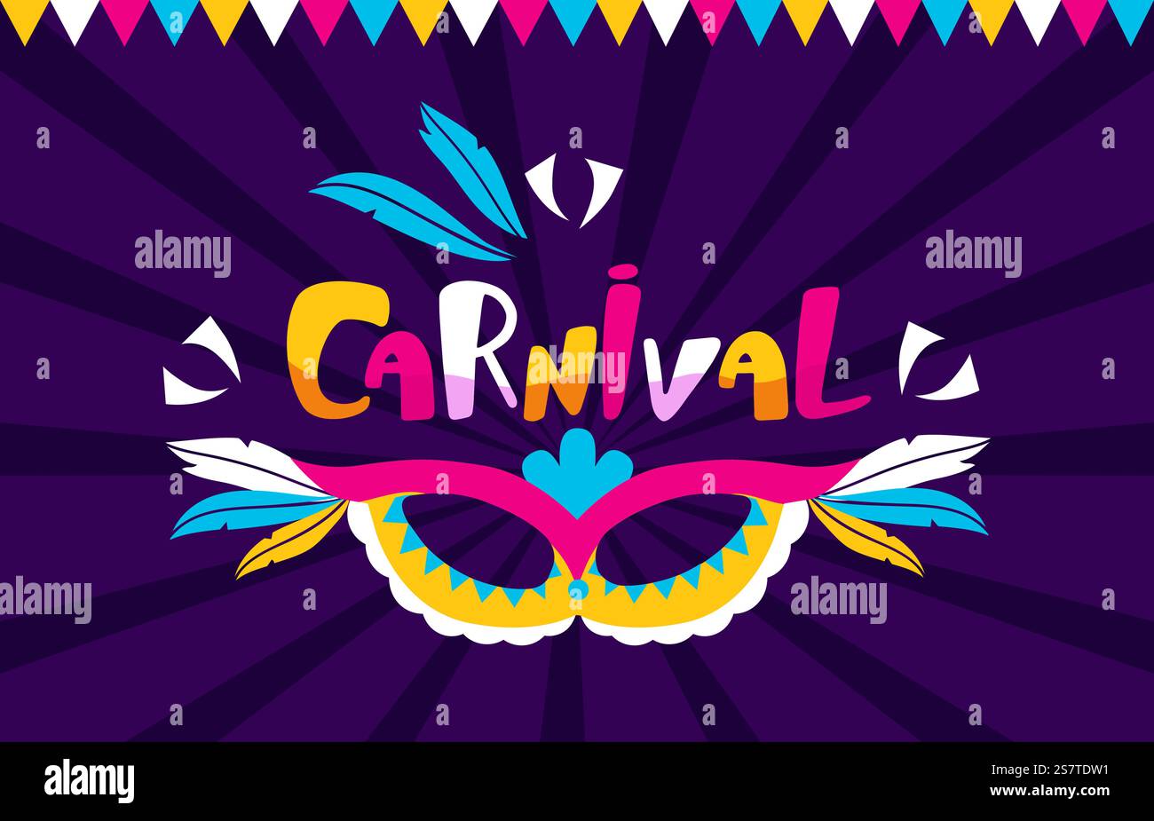 Carnaval logo with flags garlands party poster hi-res stock photography ...