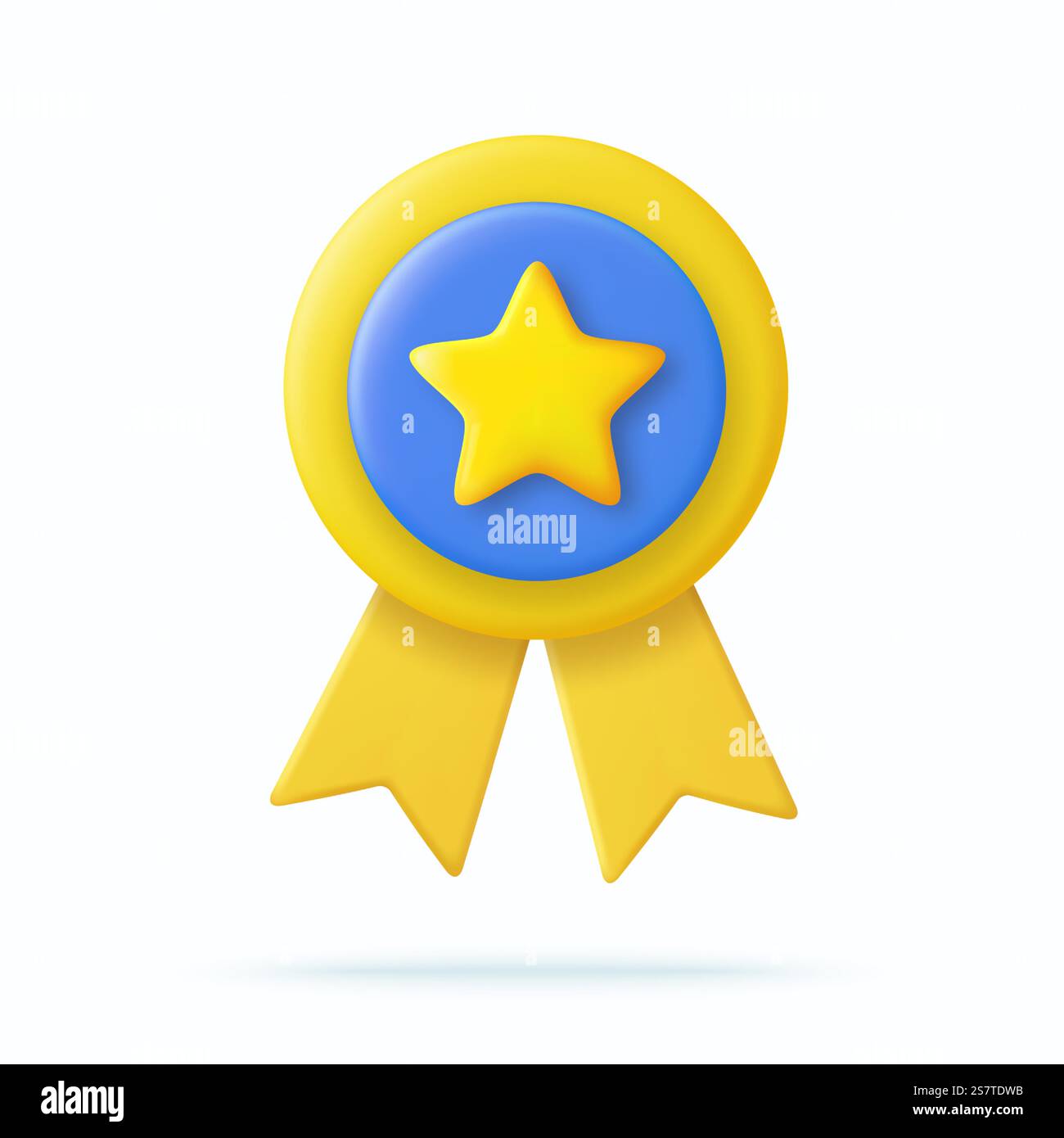 3d Winner medal with star and ribbon. Cartoon minimal style. Premium ...