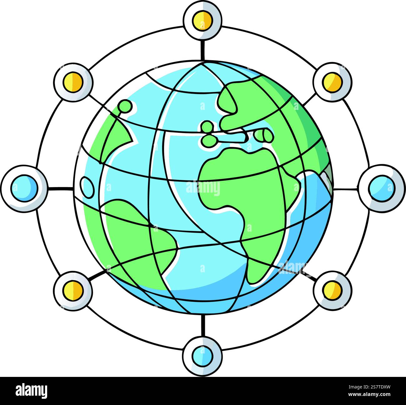 Digital globe network with data nodes and streams, showcasing ...