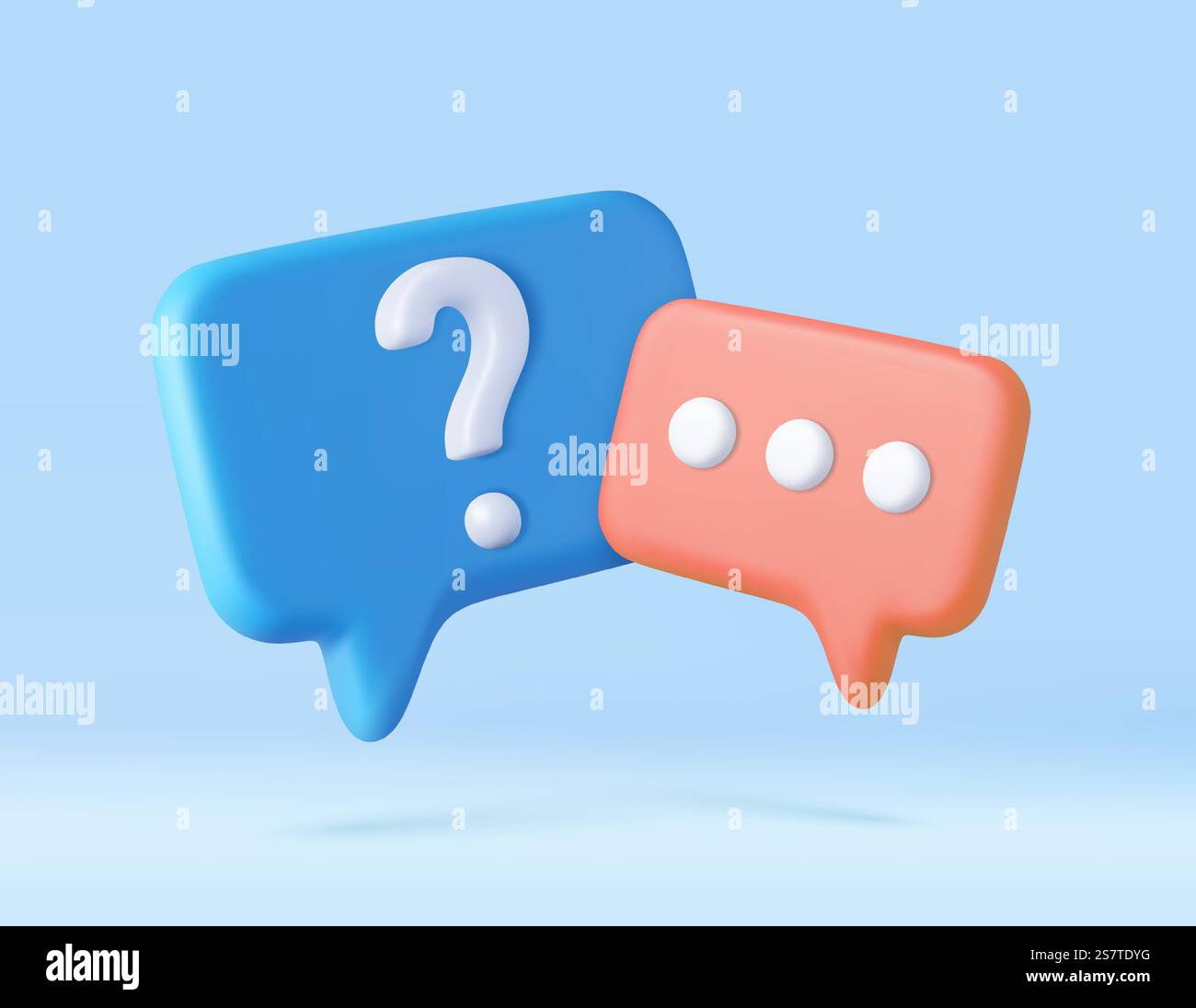 3d rendering faq icon, question mark with bubble chat. 3d rendering. Vector illustration. 3d ...