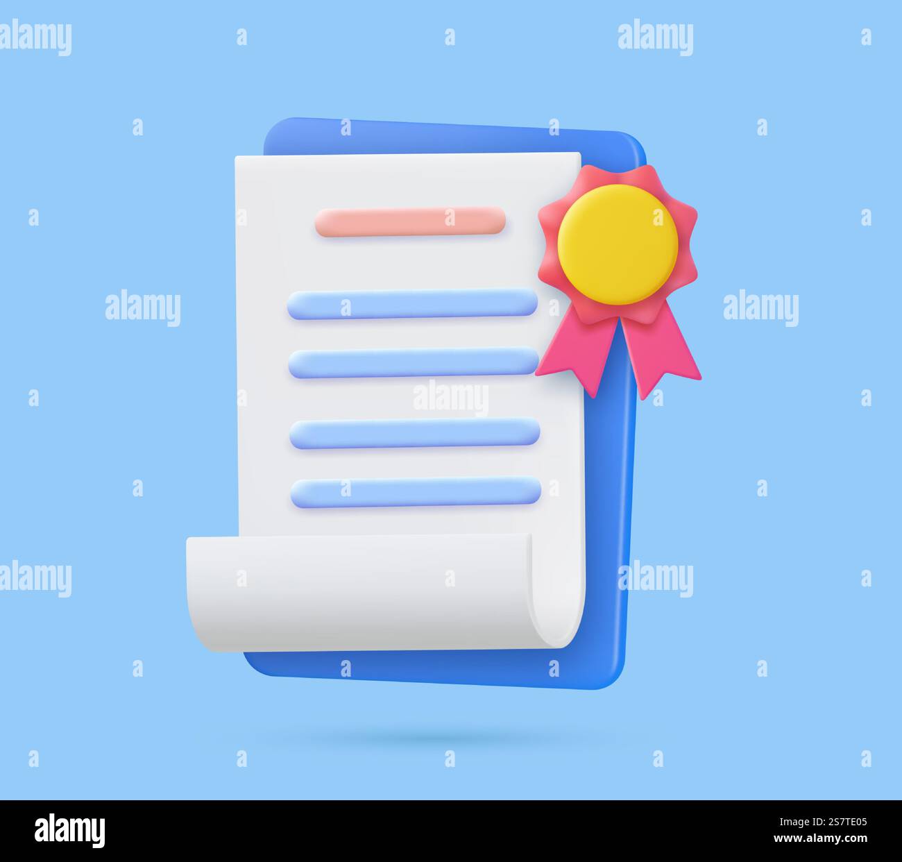 3d Achievement, award, grant, diploma concepts. certificate icon with ...