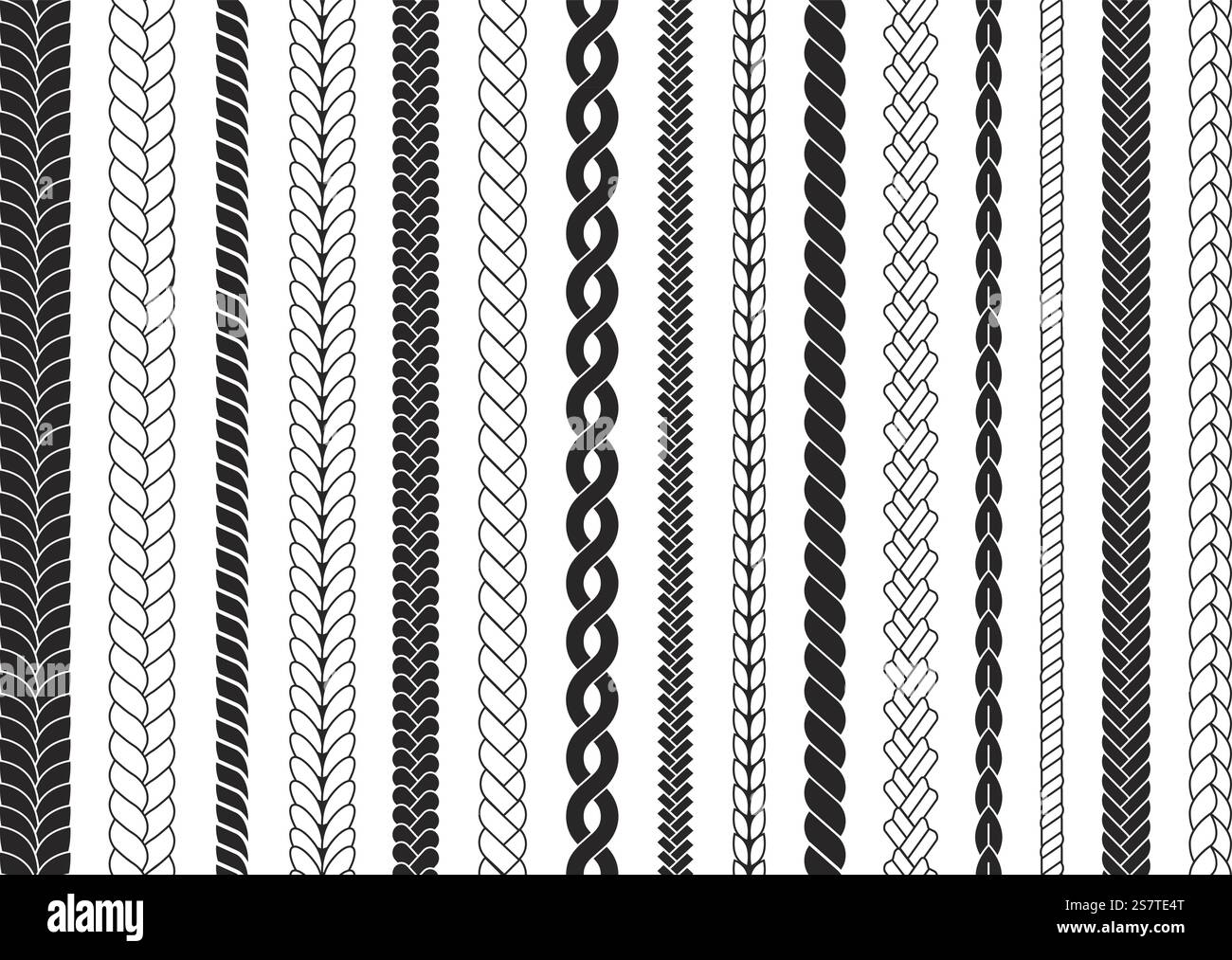 Braid lines brushes. Braided frames, knit texture seamless pattern ...