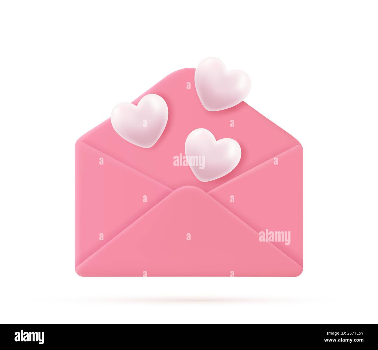 3d Render Valentine day envelope with flying heart. love heart in ...