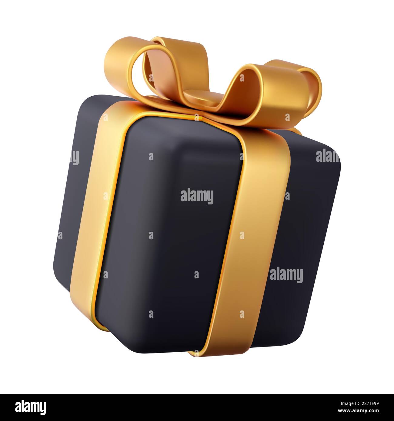 3d render gifts box with golden ribbons isolated on white background ...