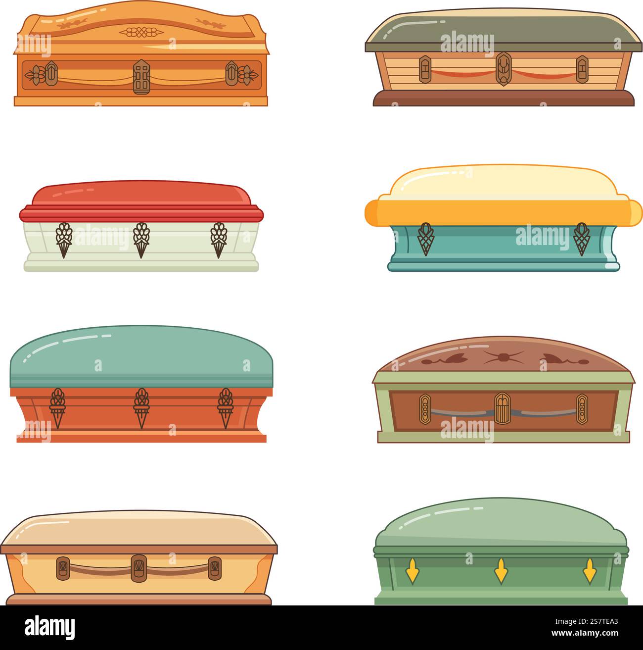 Cartoon isolated coffin funeral service equipment hi-res stock ...