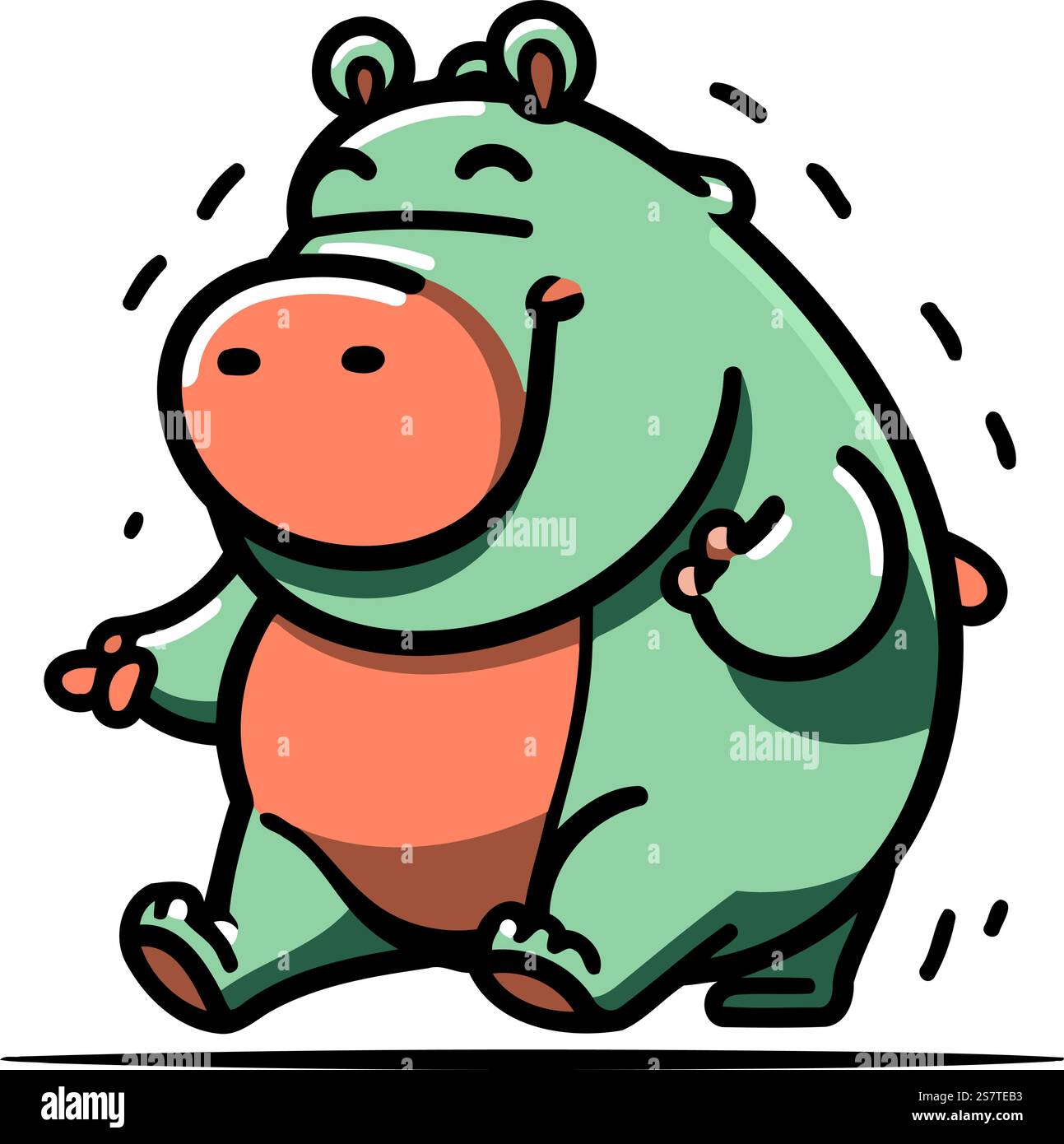 Cute hippopotamus running. Vector illustration in cartoon style Stock ...