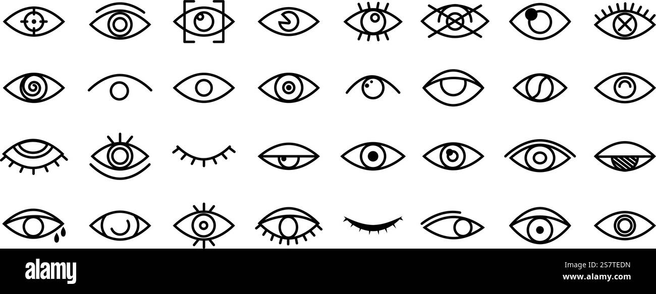 Line eyes symbols. Outline eye icon, isolated ophthalmology signs ...