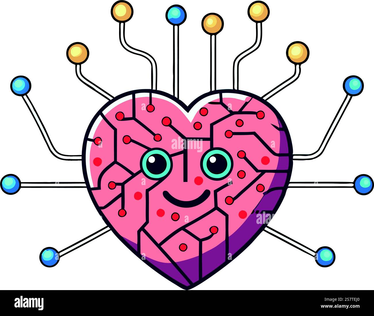 Abstract illustration of a heart with neural network patterns, perfect ...