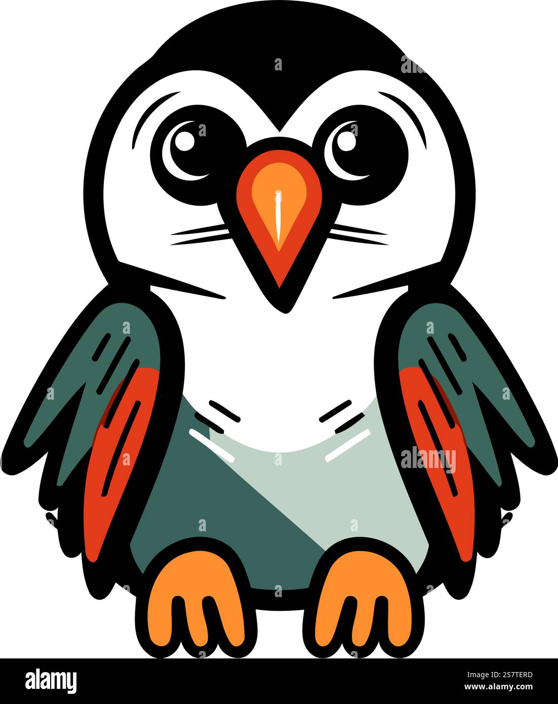 Cute cartoon penguin isolated on white background. Vector illustration ...