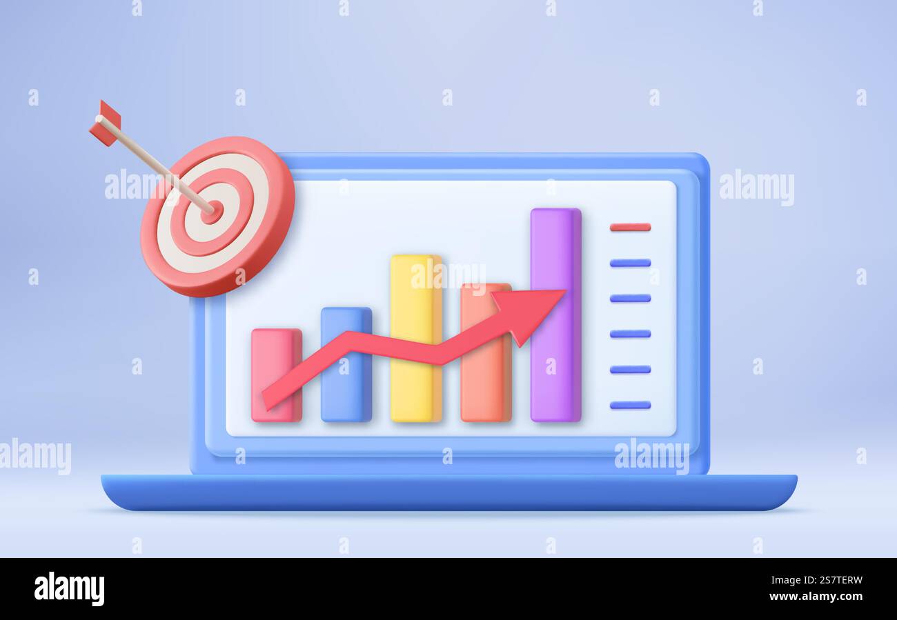 3d Financial report chart, data analysis, and web development concept ...