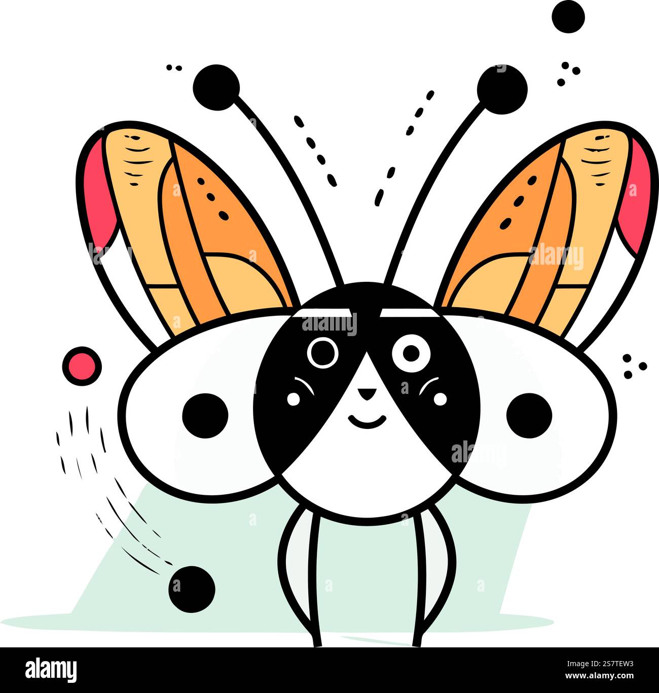 Vector illustration of a cute cartoon bee with wings on a white ...