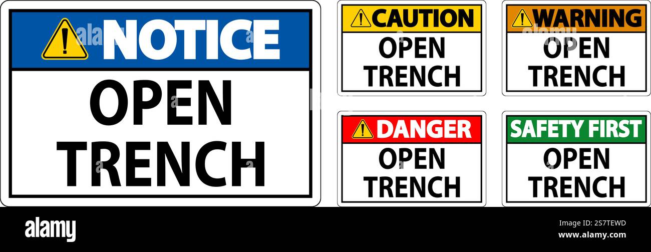 Danger Sign Open Trench Stock Vector Image & Art - Alamy