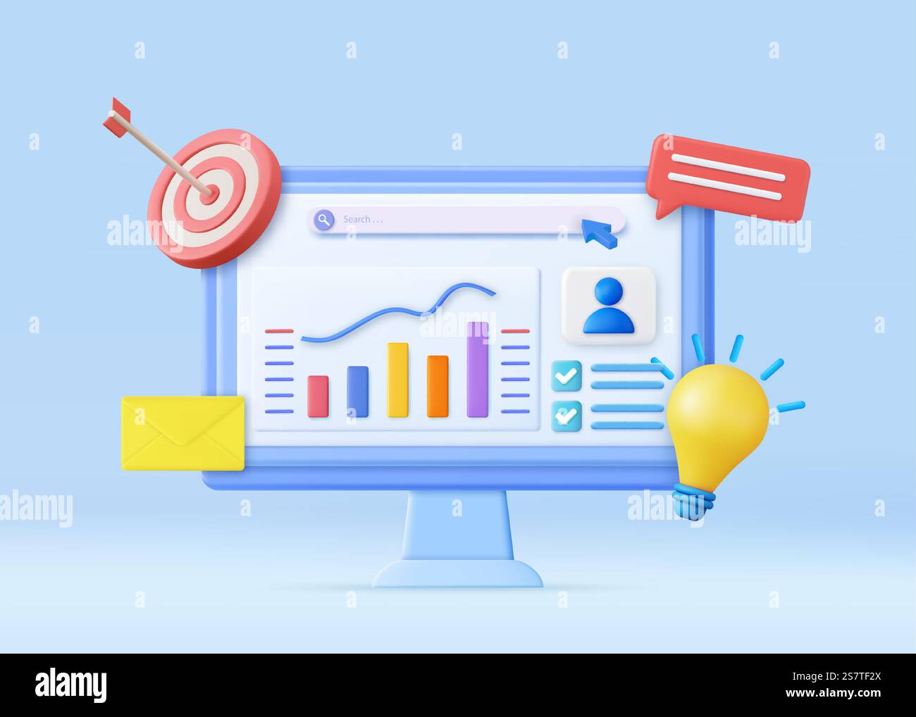 3d Financial report chart, data analysis, and web development concept ...