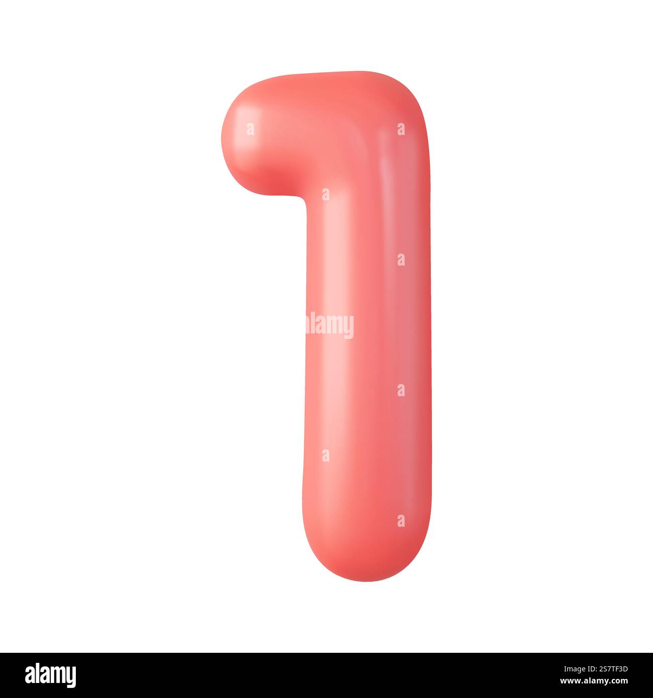 3d Number 1. One Number sign red color. Isolated on white background ...