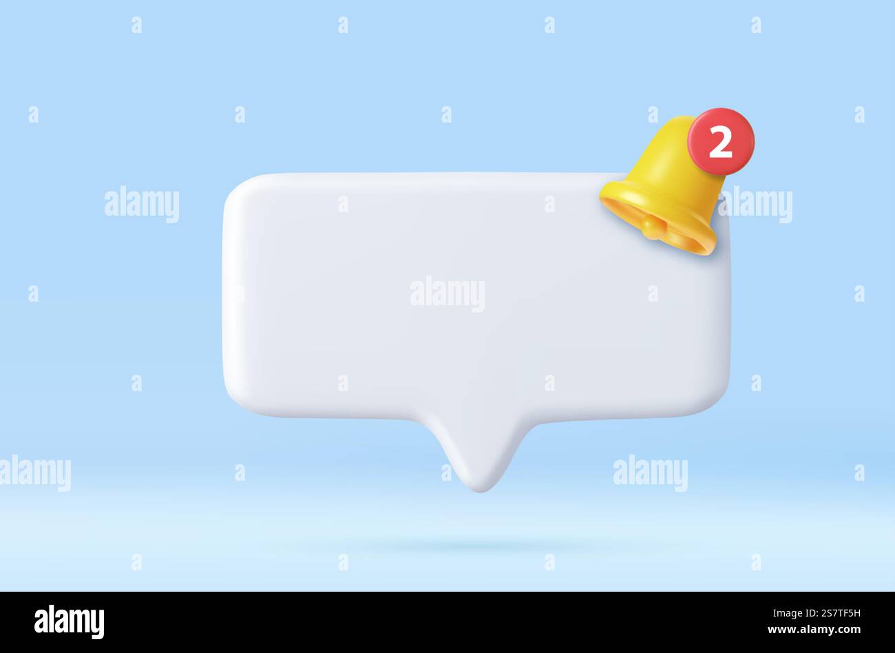 3d render Empty reminder popup, push notification icon with Cute yellow ...