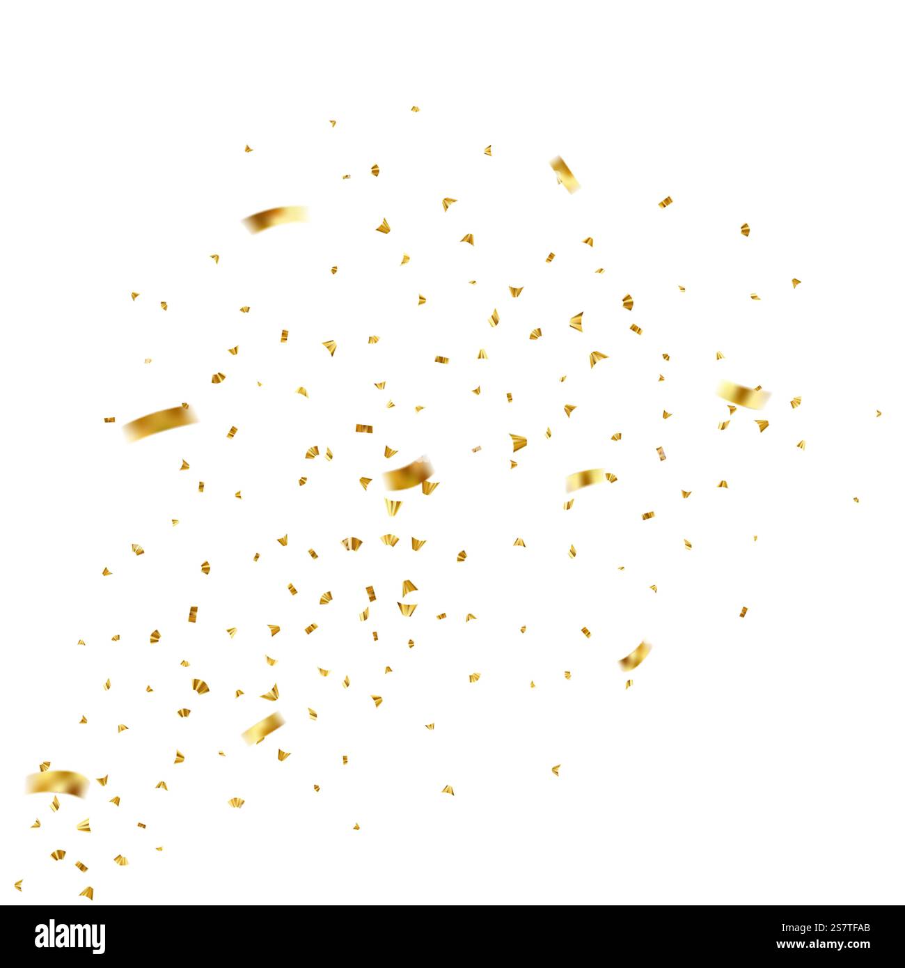 Falling shiny golden confetti isolated on white background. Bright ...