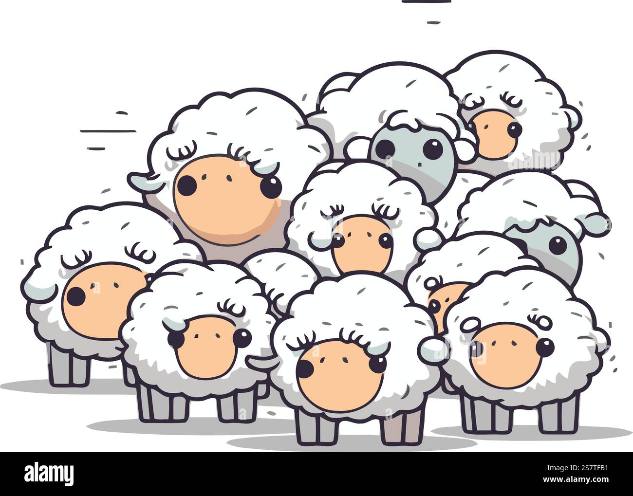 Sheep family cute cartoon sheep vector illustration. Cute cartoon ...
