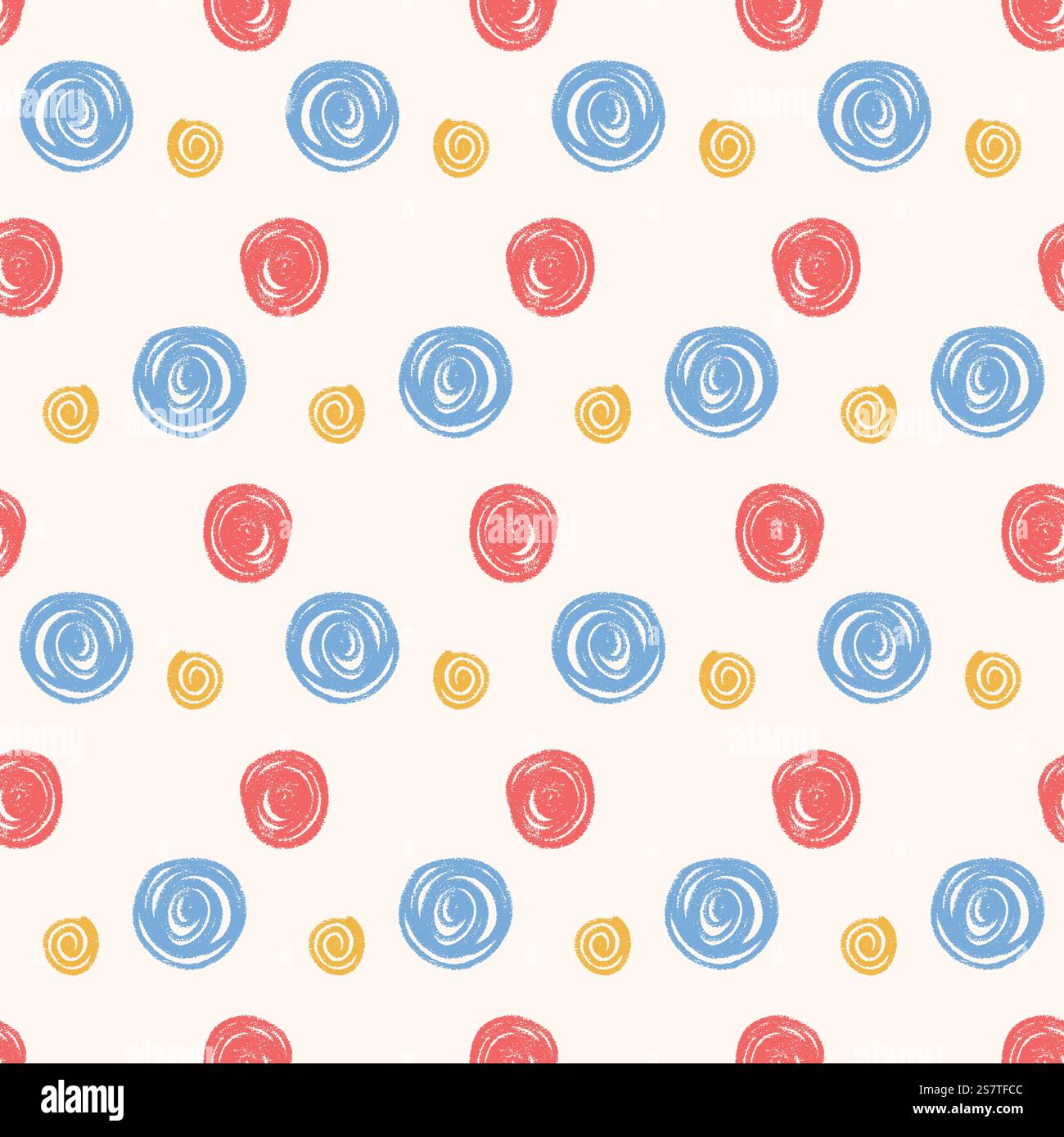 Polka dots seamless pattern crayon drawn. Circle confetti endless ...