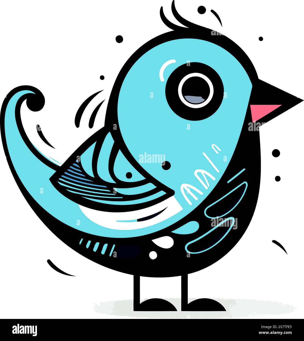 Cartoon blue bird isolated on a white background. Vector illustration ...