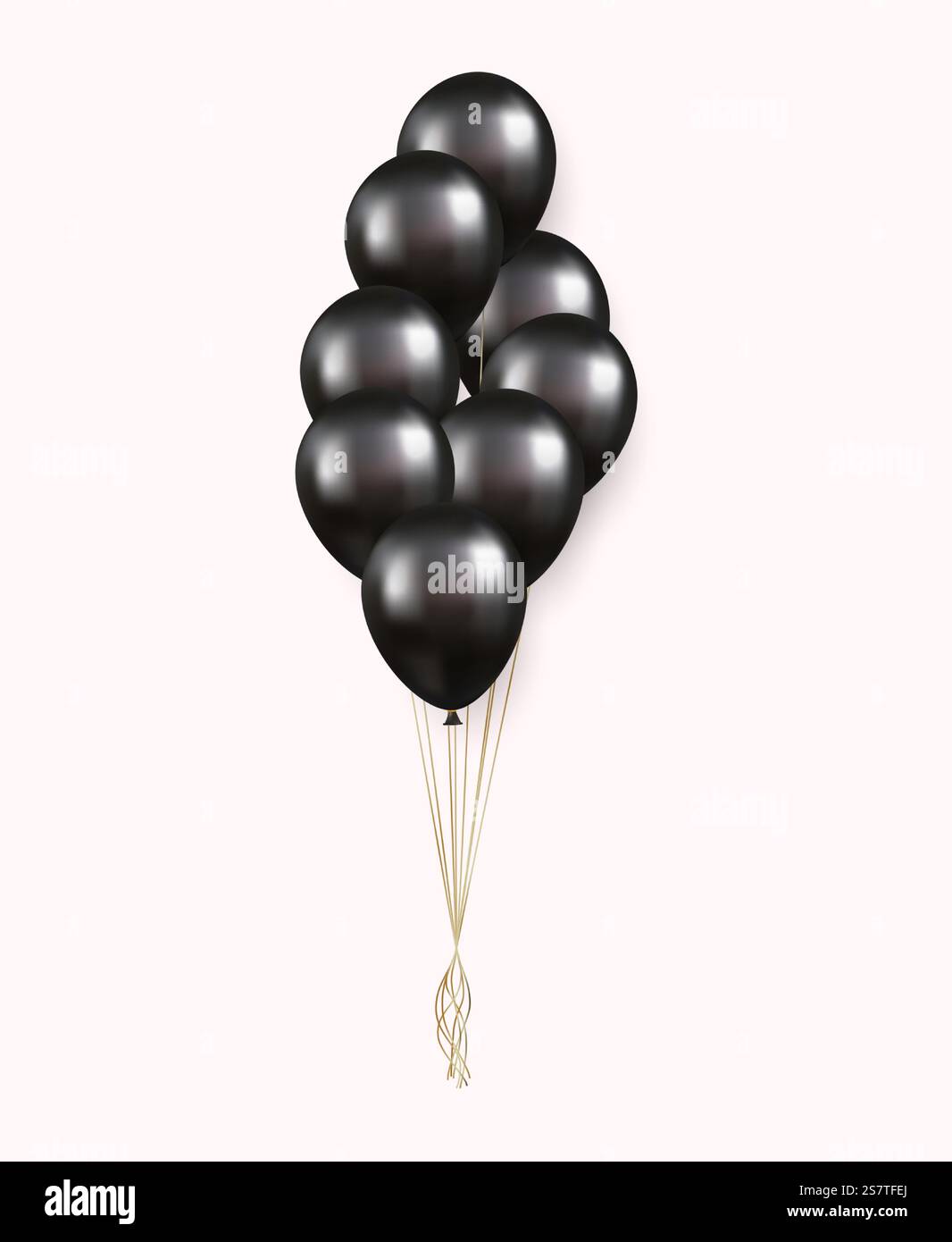 3d Realistic black Happy Birthday Balloons Flying for Party and ...