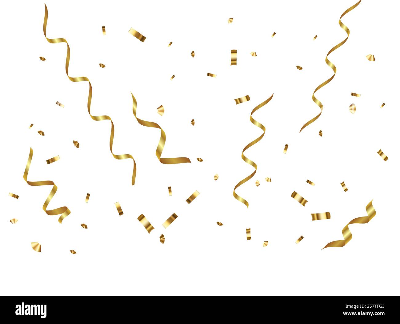 Falling shiny golden confetti isolated on white background. Bright ...