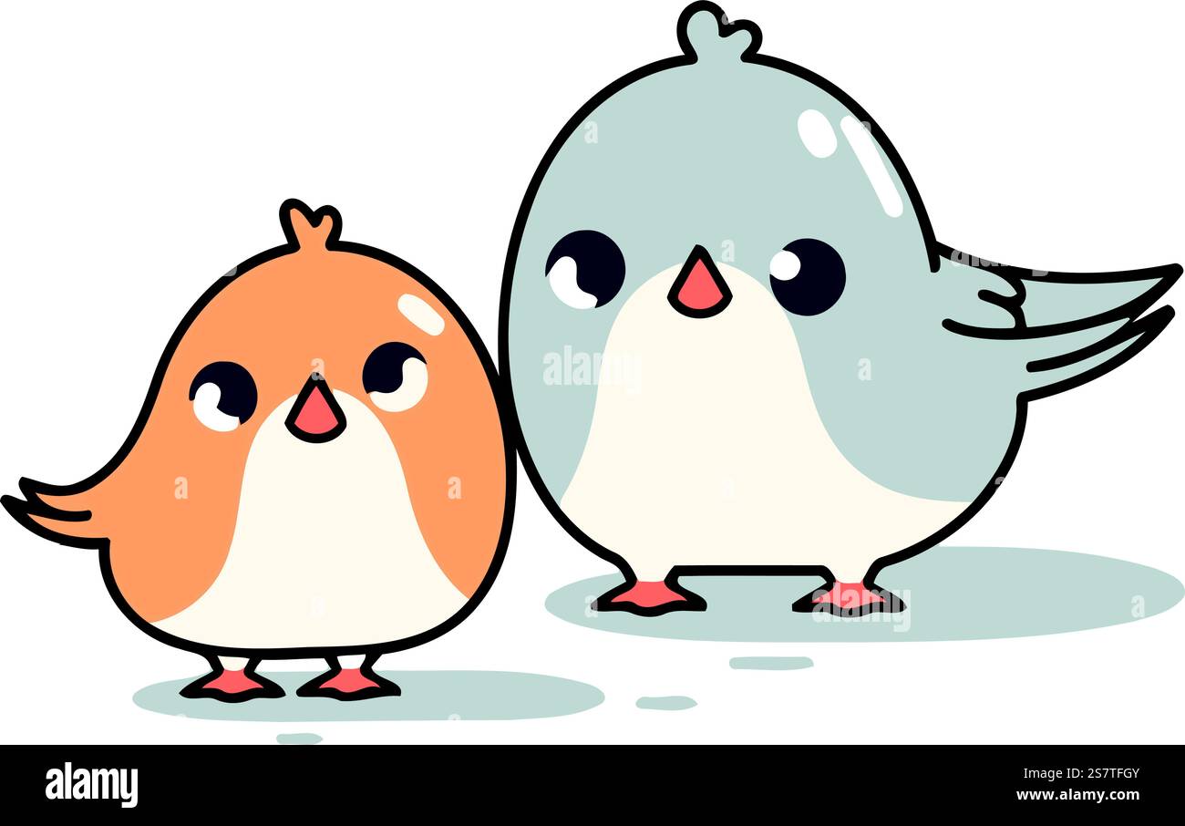 Cute birds cartoon characters. Vector illustration isolated on white ...