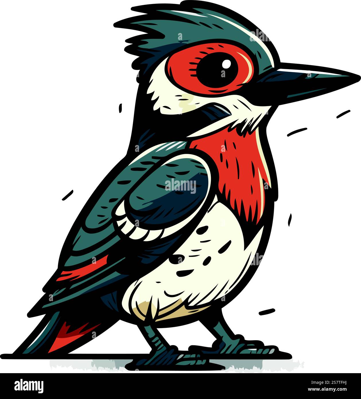Cartoon vector illustration of a black headed woodpecker Stock Vector ...